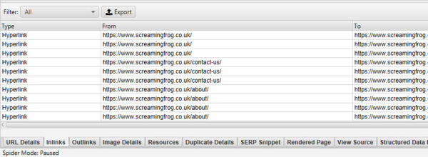 SEO Spider General - Screaming Frog
