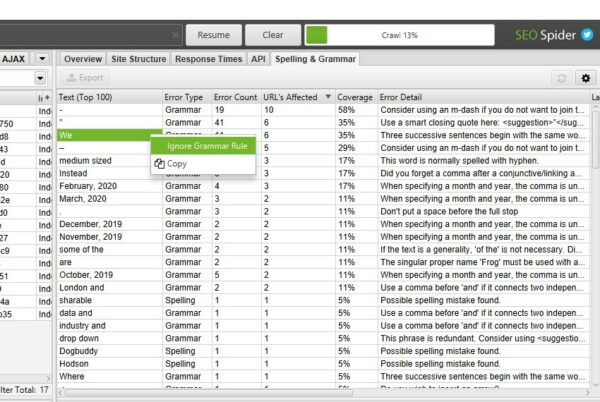 SEO Spider Configuration - Screaming Frog