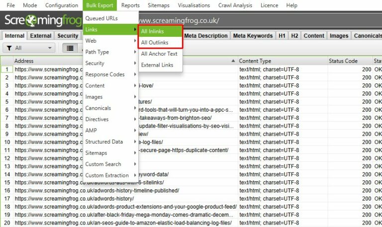 How To Analyse Link Position - Screaming Frog