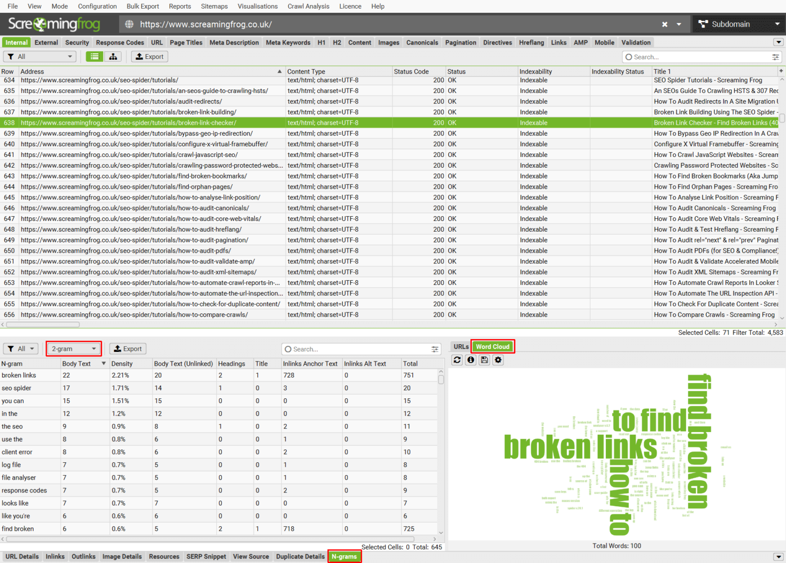 How To Use N-Grams in the SEO Spider - Screaming Frog