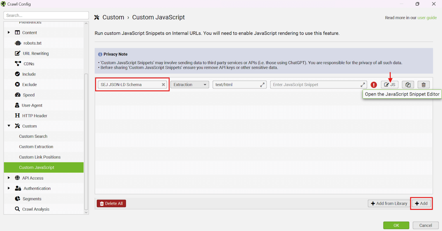 Generate JSON-LD Schema at Scale With JavaScript Snippets - Screaming Frog
